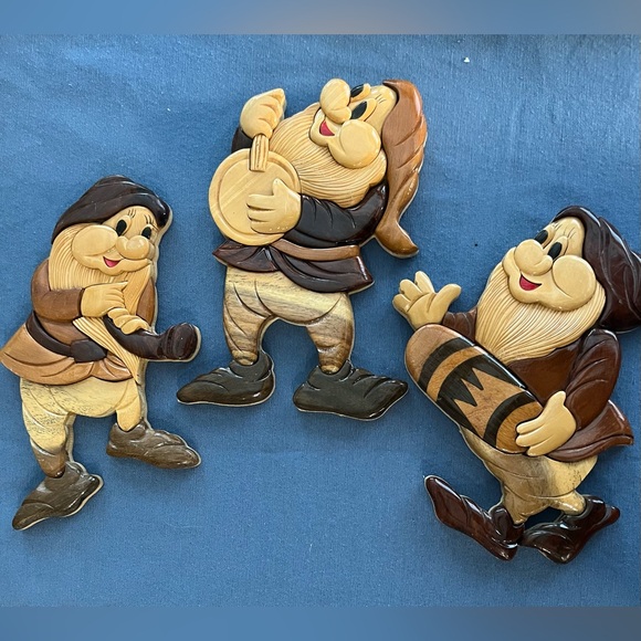 Wall Decor | Snow Whites Three Dwarfs Handcrafted Wooden Wall Decor ...